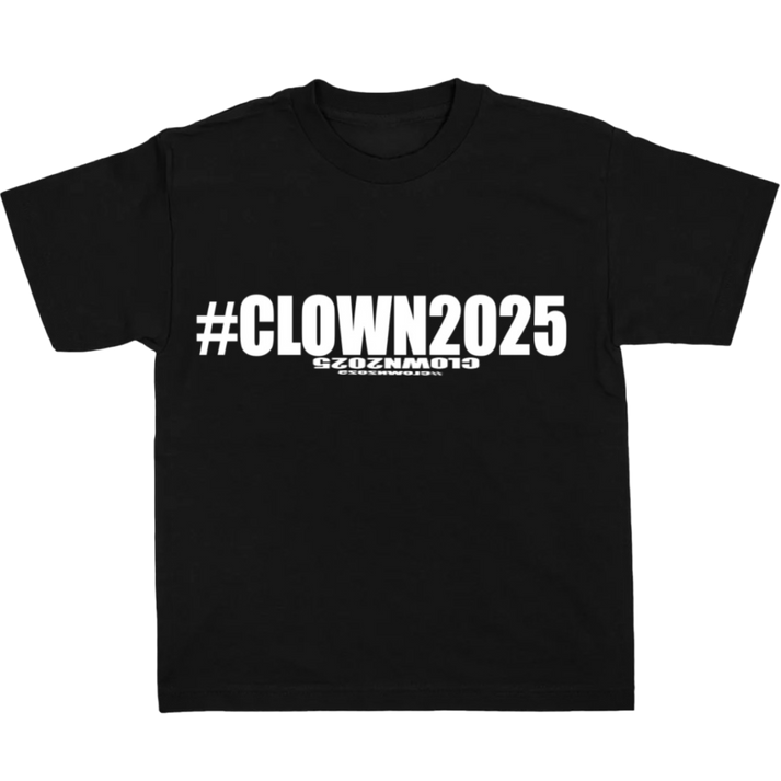 Black #Clown2025 T Shirt – AETER | CLOWN